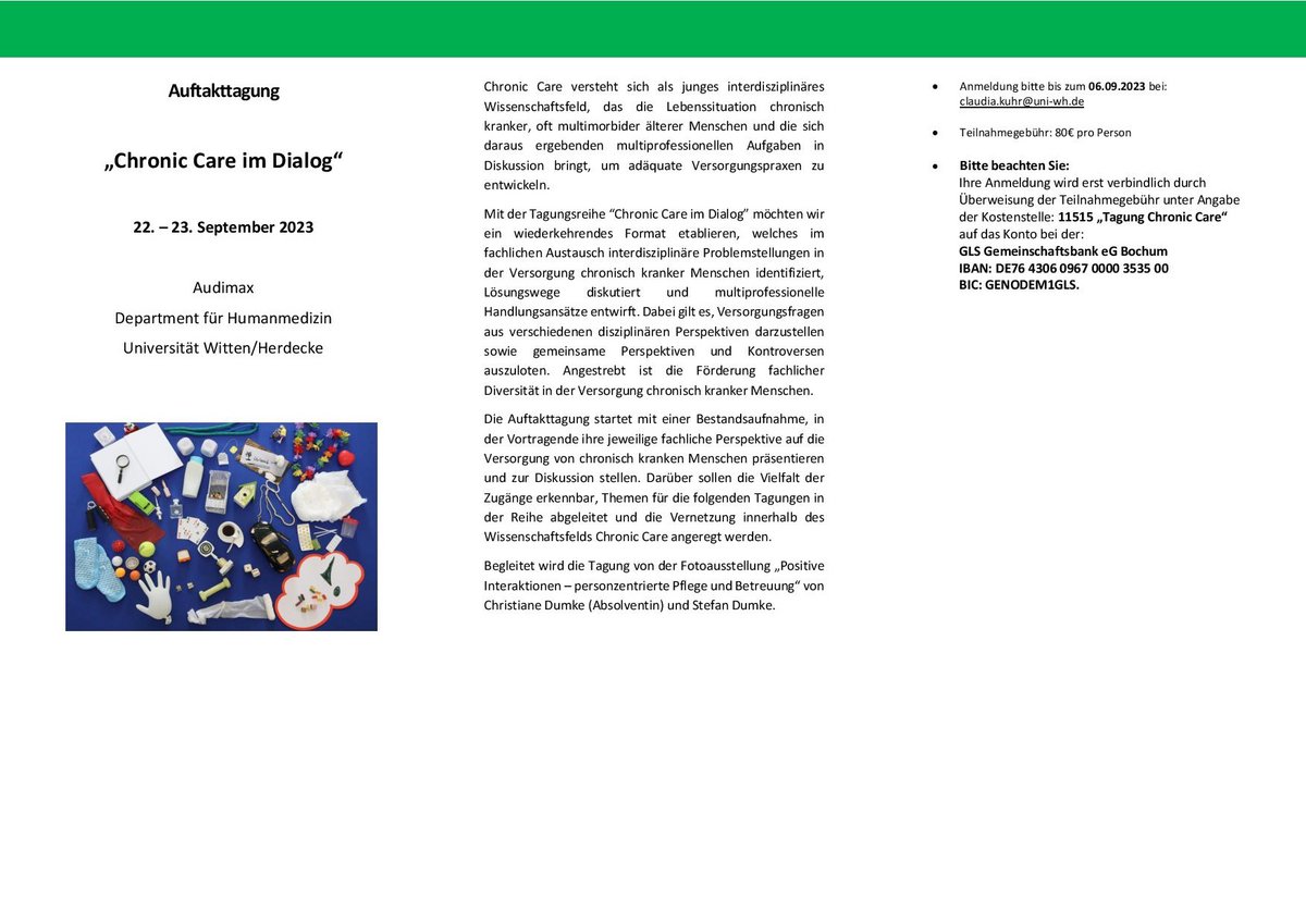 Auftakt-Tagung "Chronic Care im Dialog" | Intranet Universität Witten/Herdecke