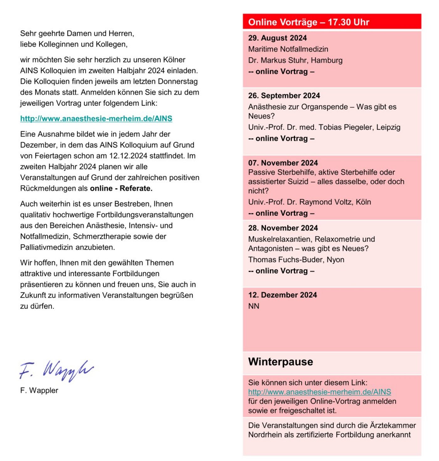 Anesthesia for organ donation - What's new? | Intranet Universität ...